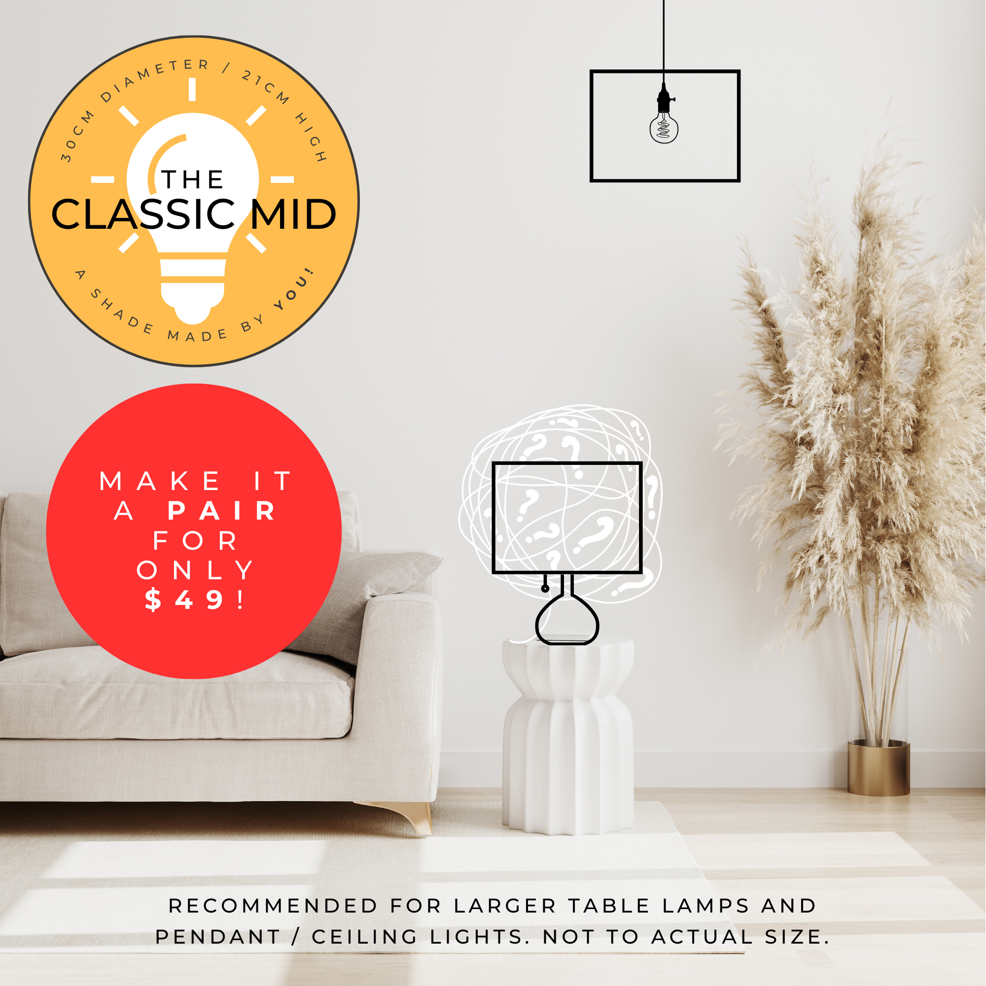 Lampshade Making Kit (Classic Mid 30cm) – Glow&Co Lampshades NZ